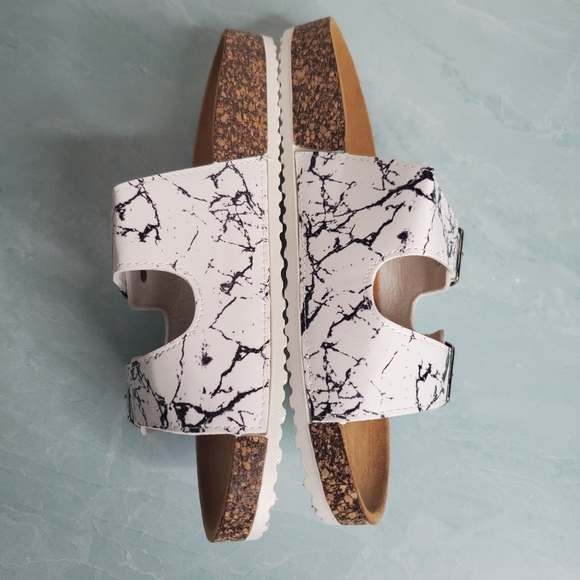 Shoes | New Marble Croc Embossed Buckle Sandals | Poshmark